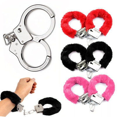 Fluffy Furry Handcuffs Hen Night Stag Party Props Fancy Dress Police ...