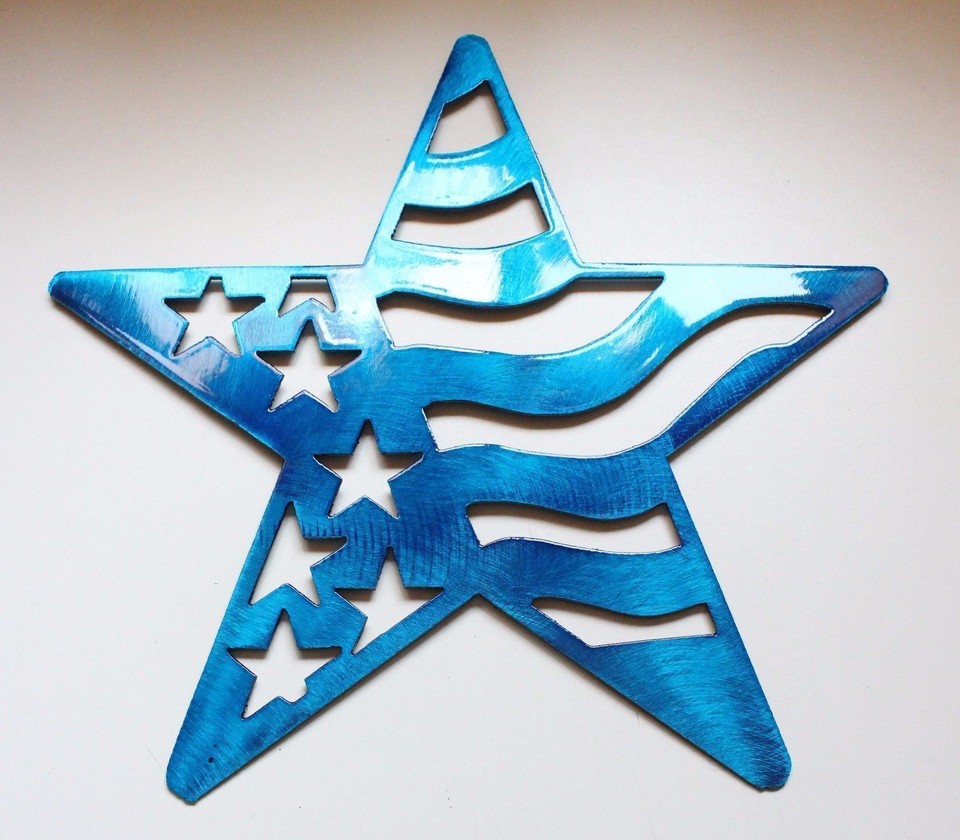 Stars & Stripes Star - Metal Wall Art - Blue 14" | eBay