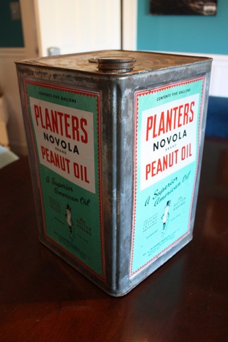 VINTAGE PLANTERS PEANUT OIL 5 GALLON CAN METAL NOVOLA BRAND | eBay
