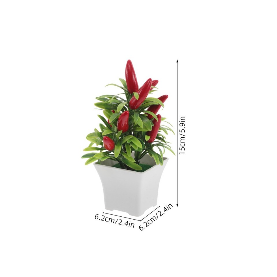 6 Pcs Simulated Pepper Potted Plant Bonsai Tree Fake Plants Artificial ...