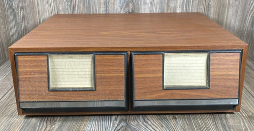 VHS VCR 2 Drawer Tape Storage Case 24 Slot Vintage 1980s 17x15in Wood w ...