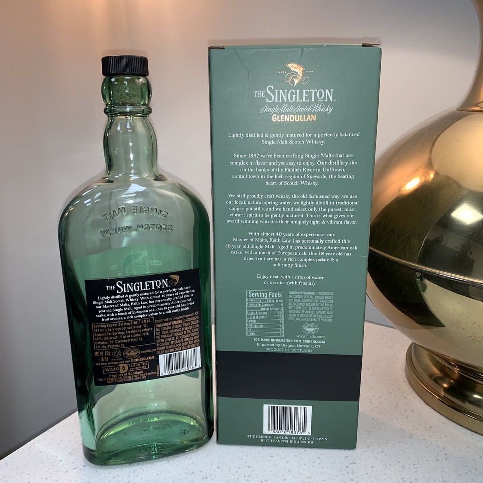 The Singleton Single Malt Scotch Whisky - Empty Glass Bottle 750ml 18 ...