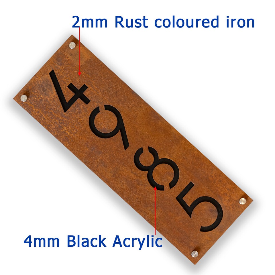 Rustic House Number Sign Address Plaque Rusted Steel | eBay