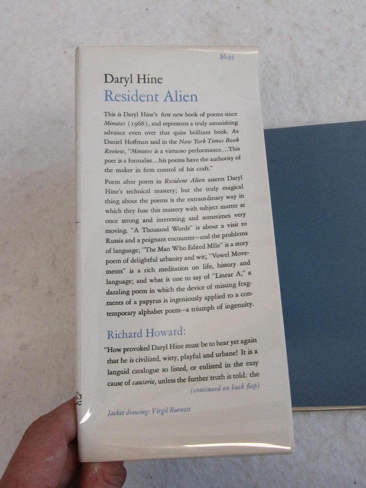 Daryl Hine RESIDENT ALIEN Poems 1975 Atheneum, NY FIRST EDITION HC/DJ ...