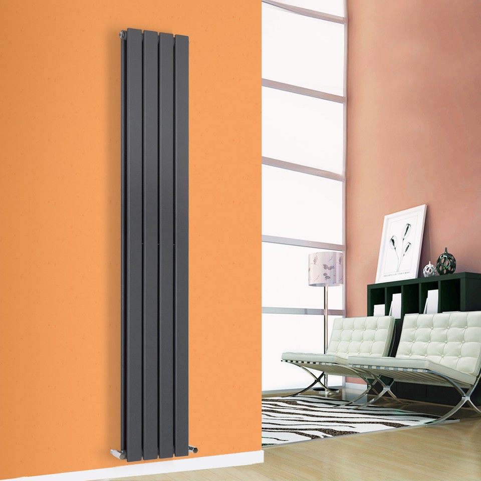 Designer Bathroom Flat Panel Radiator Vertical Bars White Anthracite ...