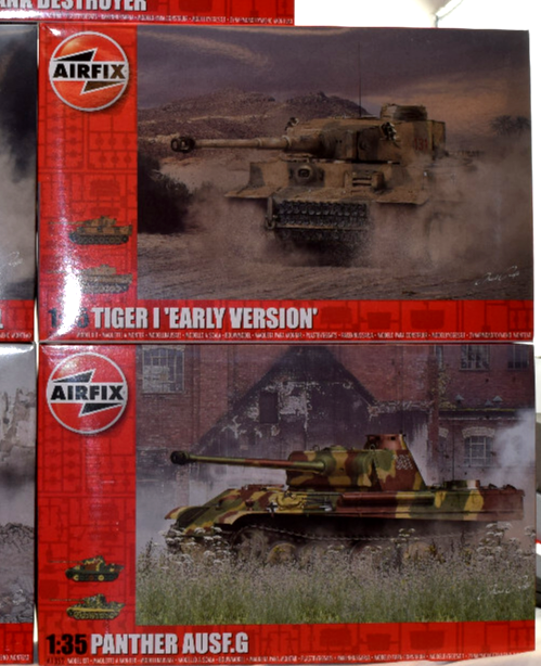 Airfix Tiger, Panther, Panzer, & GMC 1:35 Plastic Model Tank Kit Lot Of ...