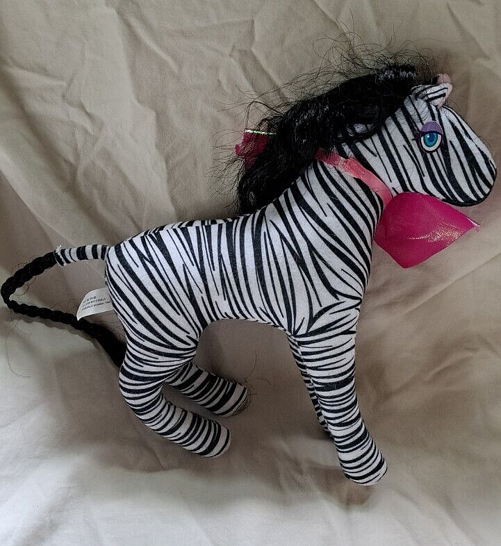 Animal Lovin Safari Barbie Zizi Zebra Plush Animal Vintage 1988 Pink ...