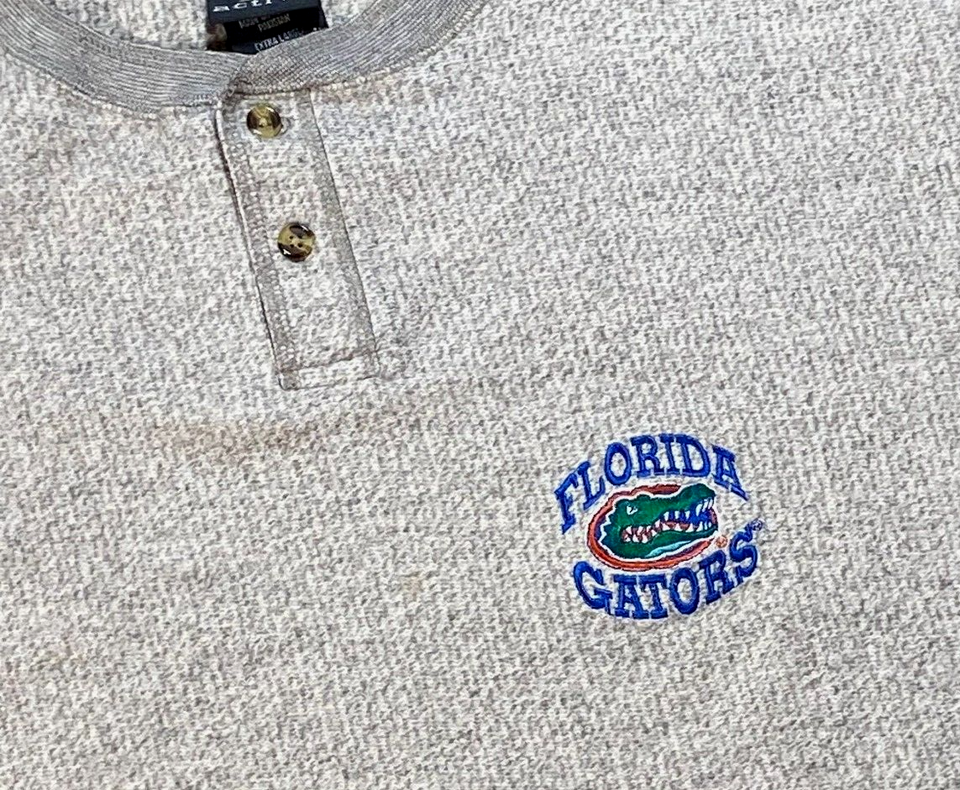 Florida Gators U of F 2 Button Pullover Sweatshirt Heather Gray Size XL ACTIVE | eBay