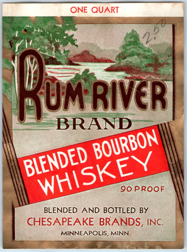 1920s-30s Rum River Bourbon Whiskey Chesapeake Brands Label set of 2 ...