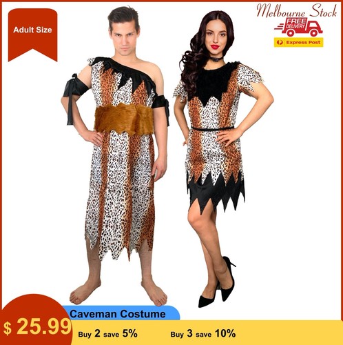 Caveman Costume Adult Size Cavewoman Historical Stone Age | eBay Australia