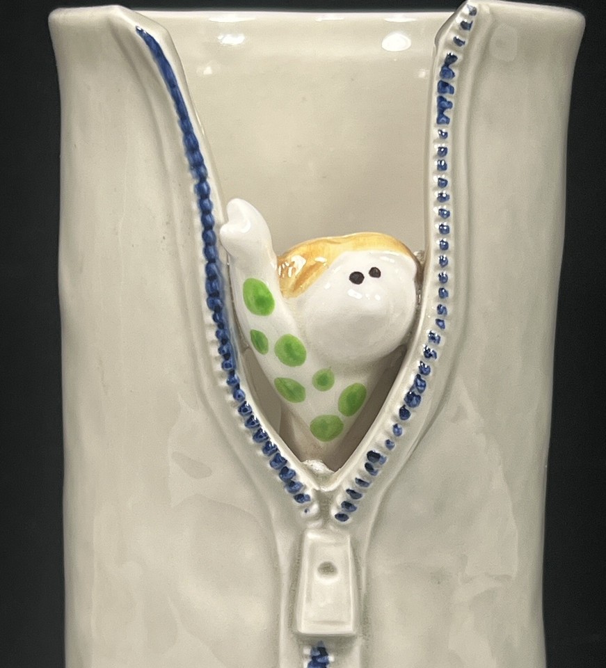 Vintage Fitz & Floyd Zippy Vase Man Zipper Bud Flower Fun Kitsch 7.5 ...