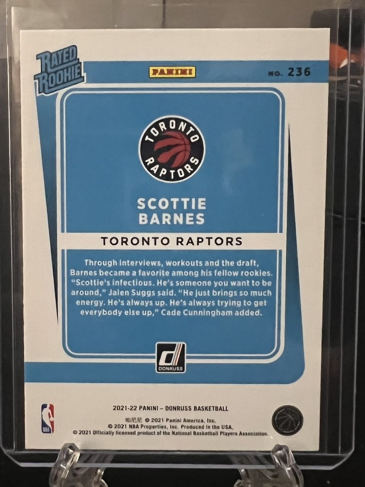 Scottie Barnes 2021-22 Donruss Rated Rookie Green/Yellow Laser Rookie ...