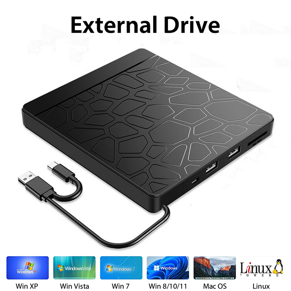 Slim External DVD CD RW Writer Drive Burner Reader Player USB 3.0 for ...