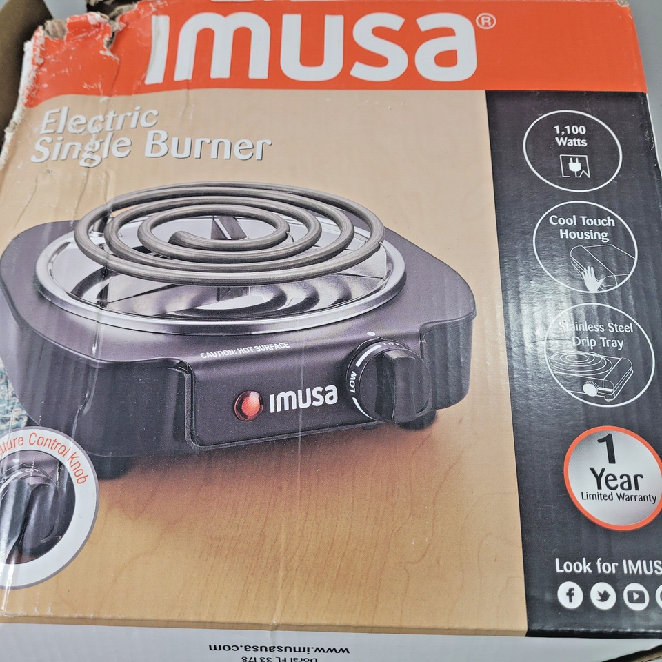 IMUSA USA GAU-80305 Electric Single Burner 1100-Watts, Black Cooktop Stove | eBay