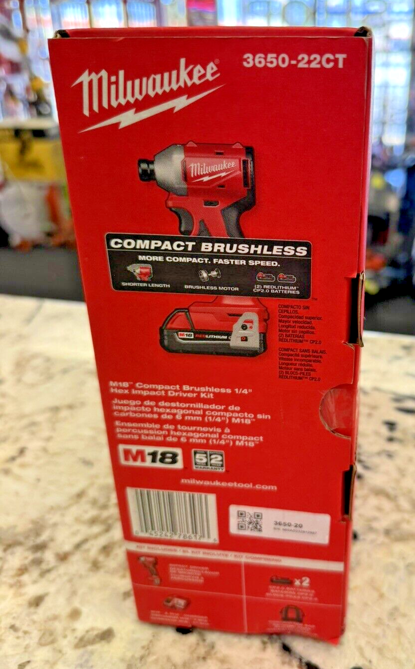 Milwaukee 3650-22Ct M18 Compact Impact Driver Set With 2 Batteries ...