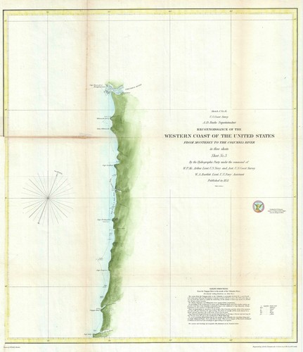 1851 U.S. Coast Survey Map or Chart of the Coast of Washington and ...