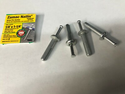4 PC Zamac Nailin 1/4" x 1 - 1/4" Drive Pin Anchors | eBay