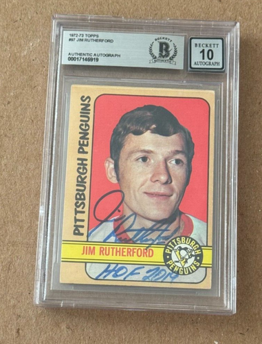 JIM RUTHERFORD SIGNED 1972-73 TOPPS RC AUTO GRADE 10 BECKETT BAS | eBay