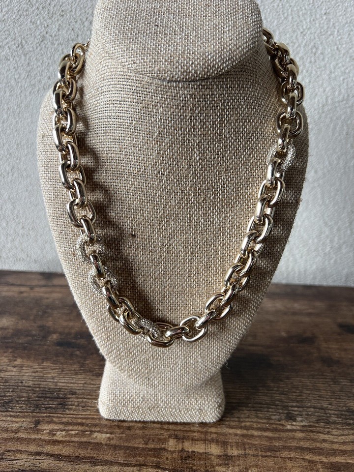 Loft $48 Crystal Pave Chunky Rolo Chain Link Adjustable Collar Necklace ...