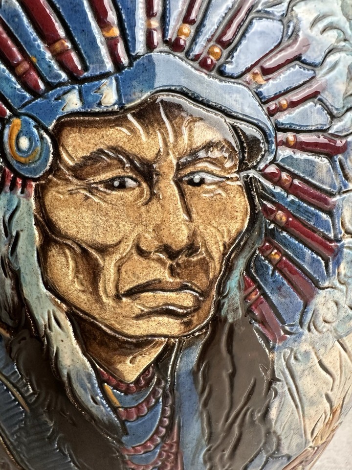 Rick Wisecarver Native American Indian 14” Pottery Vase Special Signed ...