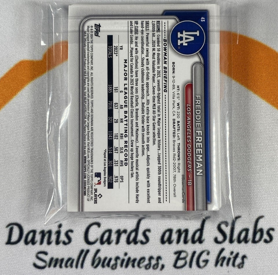 2024 Bowman Baseball Freddie Freeman Paper Lot Of 50#43 | eBay