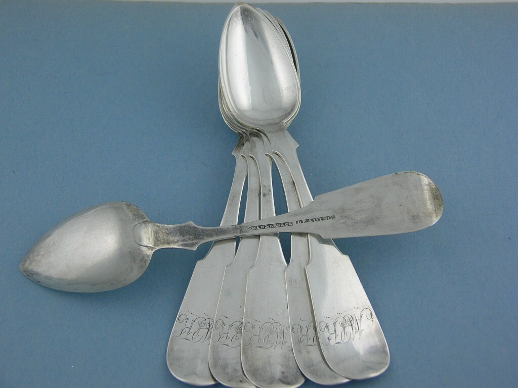 6 Early Coin Silver Teaspoons MANNERBACK of Reading PA c1800's | eBay