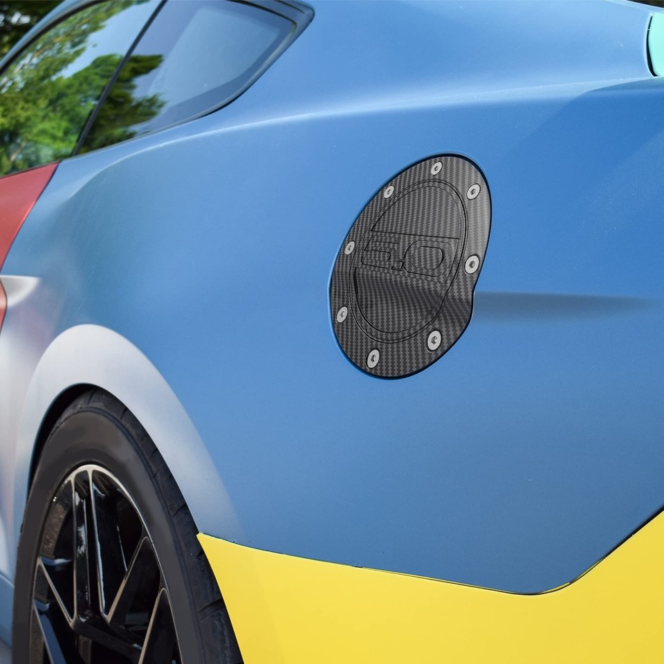 Carbon Fiber Pattern Black Car Gas Cap Fuel Filler Door Cover Gas Tank ...