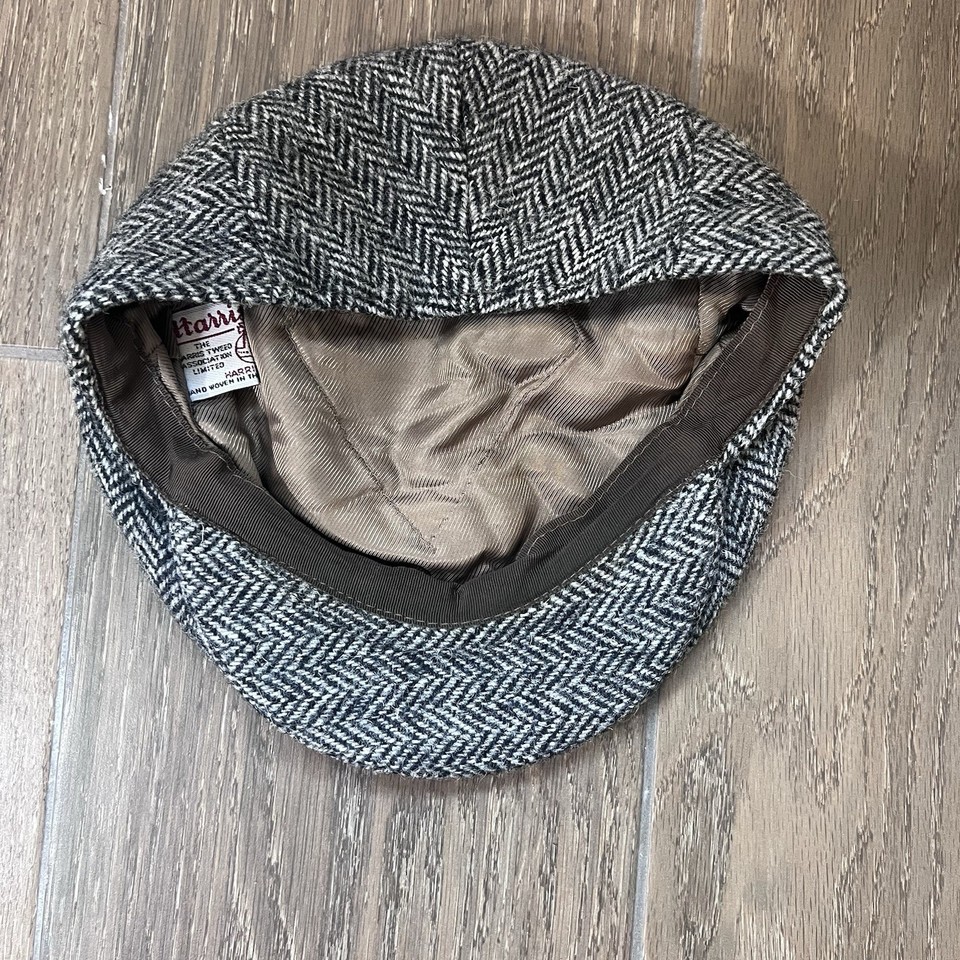 VTG HARRIS TWEED FLAT CAP/ GENTS 100% WOOL HAND WOVEN DRIVING HAT FROM ...