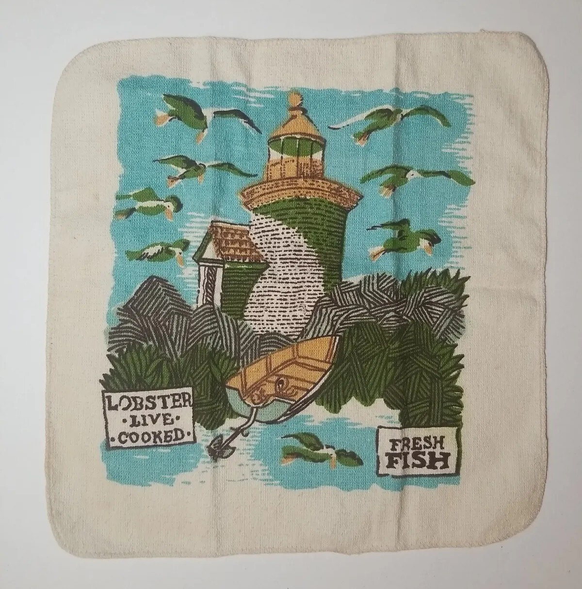 Vintage Lobster • Live • Cooked • Fresh Fish Cannon Wash Cloth - Rare ...