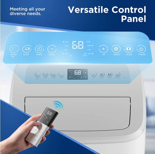 14000 BTU Portable Air Conditioner 3-in-1 Intelligent Cooling System ...