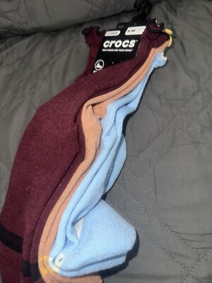 Crocs Socks Ruffle 3 Pack Pair W 7-10 M 5-8 S/M *sold out Rare* Fall ...