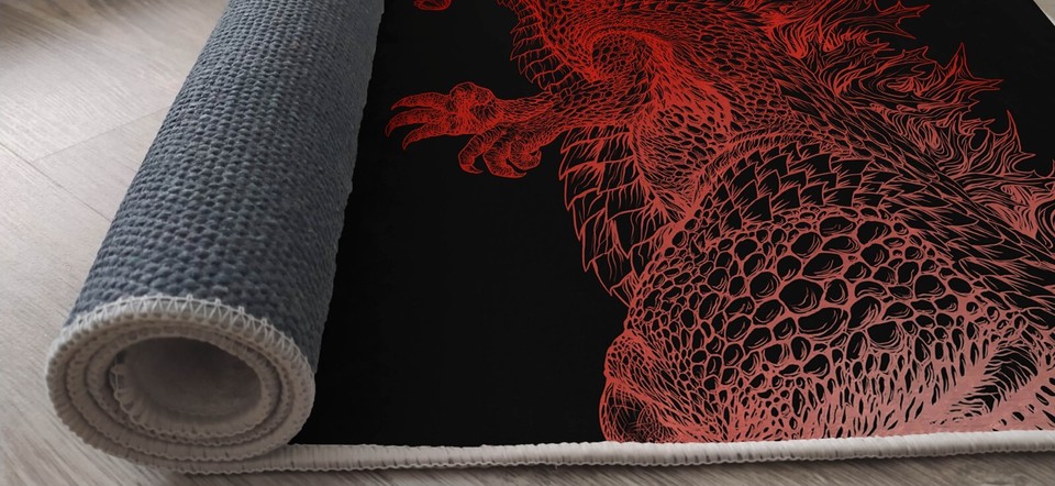 Godzilla Monster Rug, Rug with Red Anime Monster, Living-room Bedroom ...