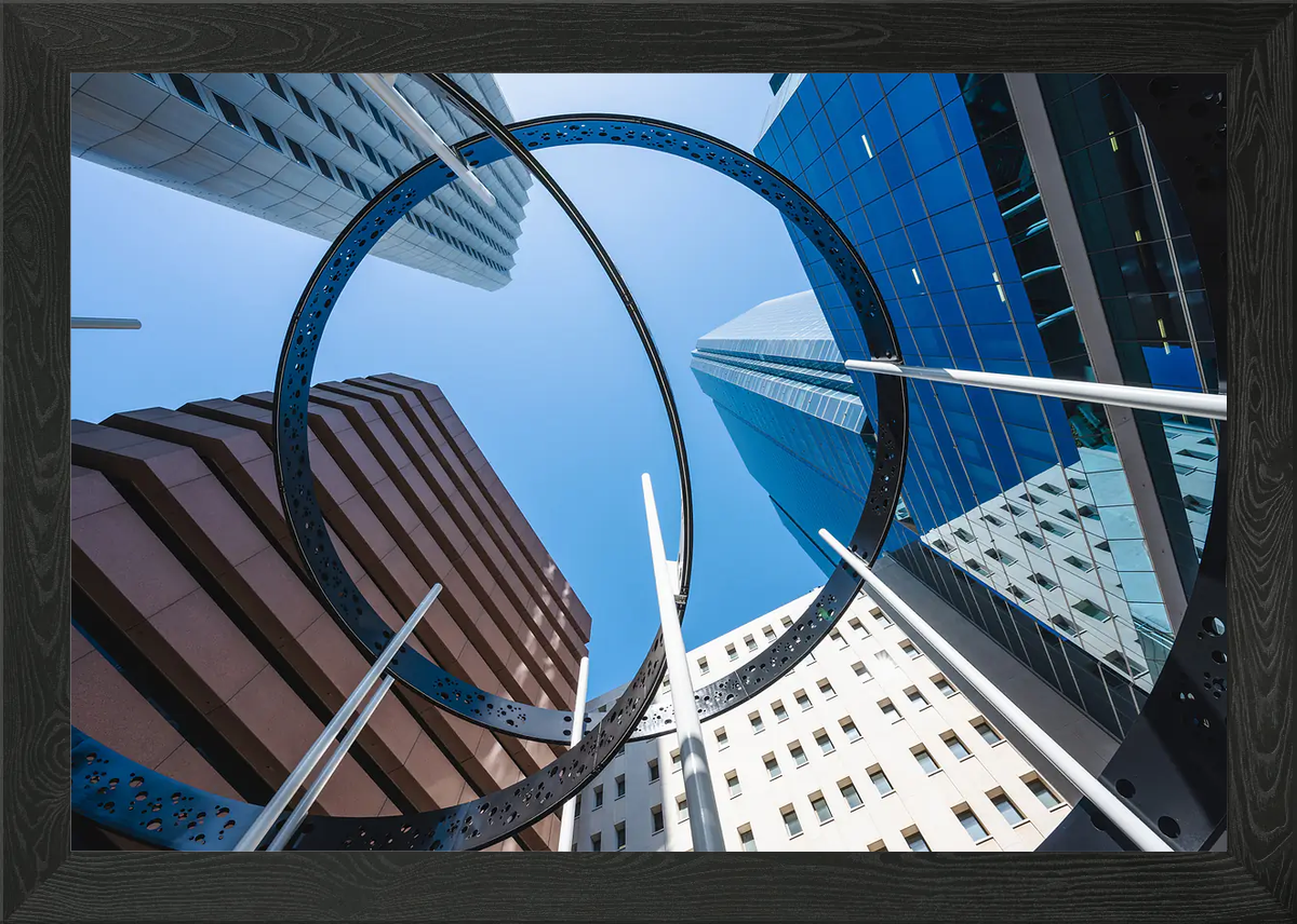 Modern Cityscape with Circular Scul Framed Wall Art Poster Canvas Print ...