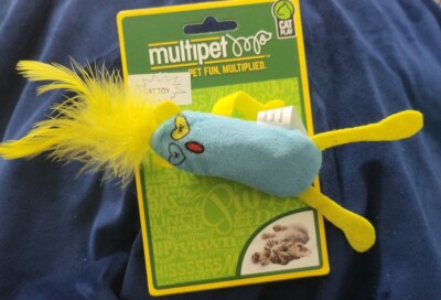 Multipet Cat Play Pounce Swat Chase Feather Mouse w/ Crackle Sound | eBay