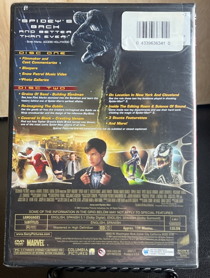 Spider-Man 3 (DVD, 2007, 2-Disc, Special Edition) New Sealed ...