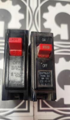 (LOT of 2) Bryant 20 Amp Single Pole Circuit Breaker BR120 - GHA-136 | eBay