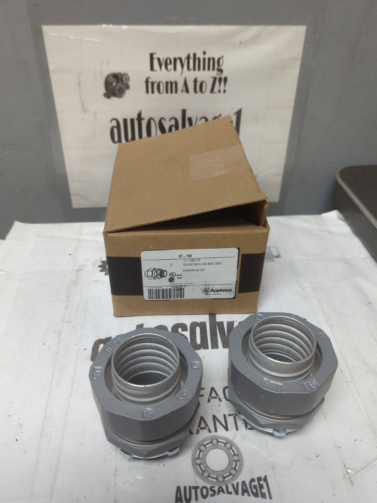 APPLETON,ST-150,1-1/2 INCH LIQUID TIGHT CONDUIT CONNECTORS BOX OF 2 NEW ...