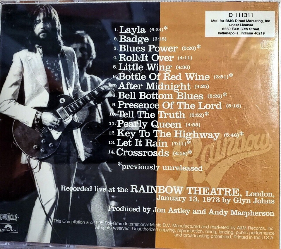 Eric Clapton's Rainbow Concert (Expanded & Remastered) CD, 1995 Polydor ...