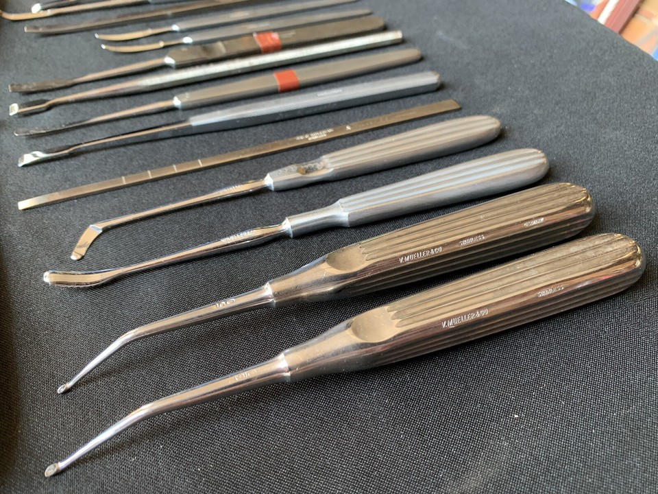 V. Muller Co. Dental Tool Lot Of 22 Tools Dentist Picks Chisel Scoops ...