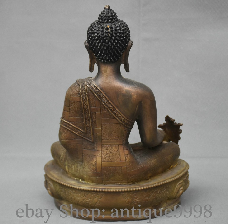Old Nepal Bronze Gold Gilt Painting Menla Medicine Medical God Buddha ...