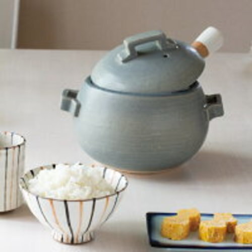 Japanese DONABE Earthen Clay Rice Pot Banko Ware 1.8L,3 cup/3-go Gray ...