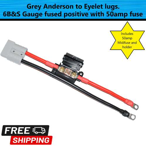 Anderson plug to eyelet converter with 50amp Midi Fuse 6B&S Cable 33cm ...