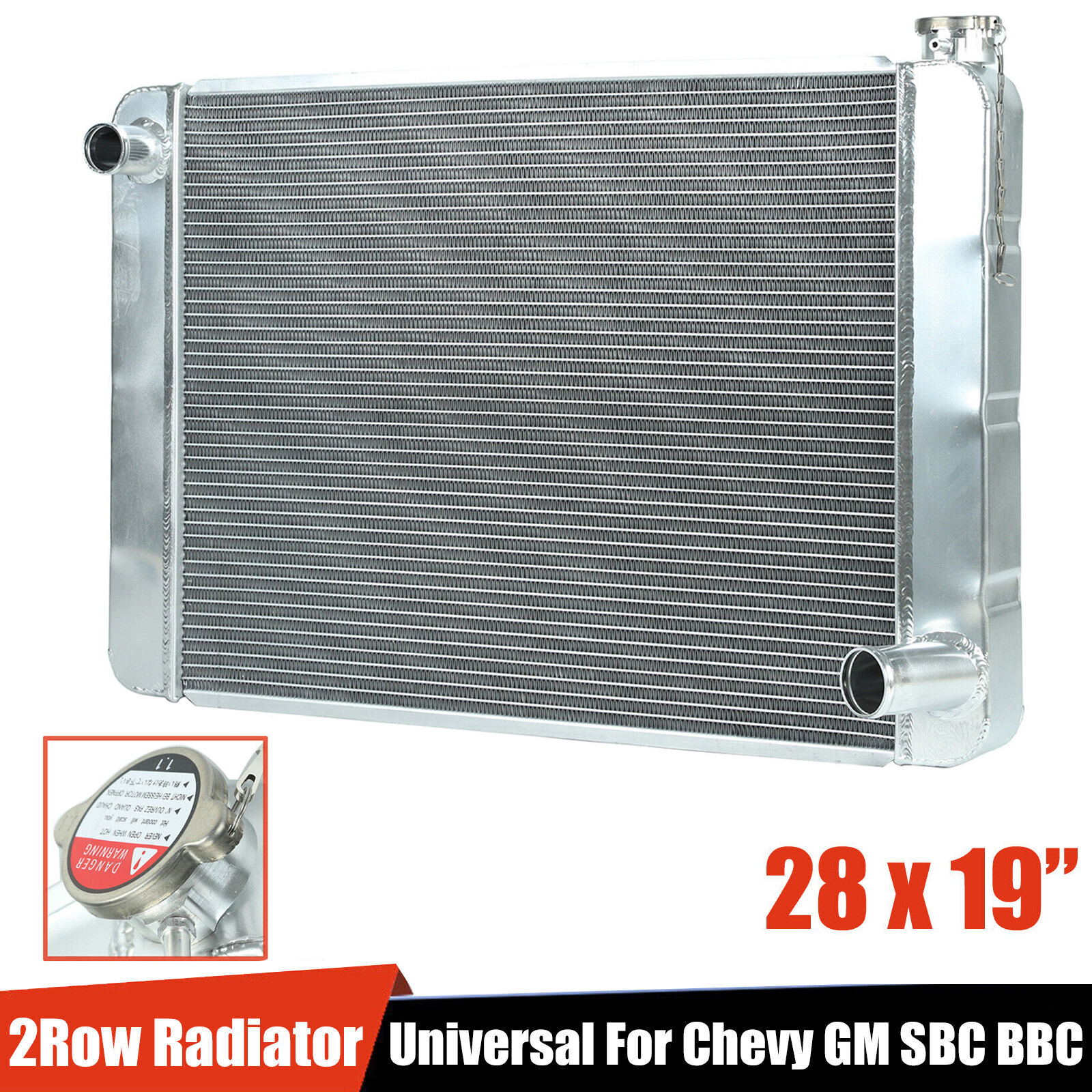 28"X19" Universal High Performance Aluminum 2 Row Radiator For Chevy GM ...