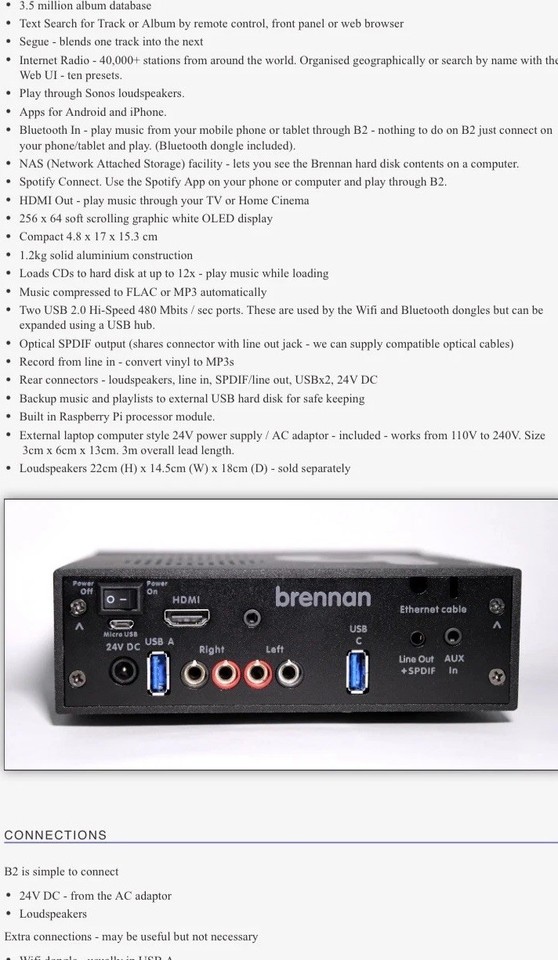 Brennan B2 cd ripper jukebox 500GB SSD, remote, WiFi and Bluetooth ...