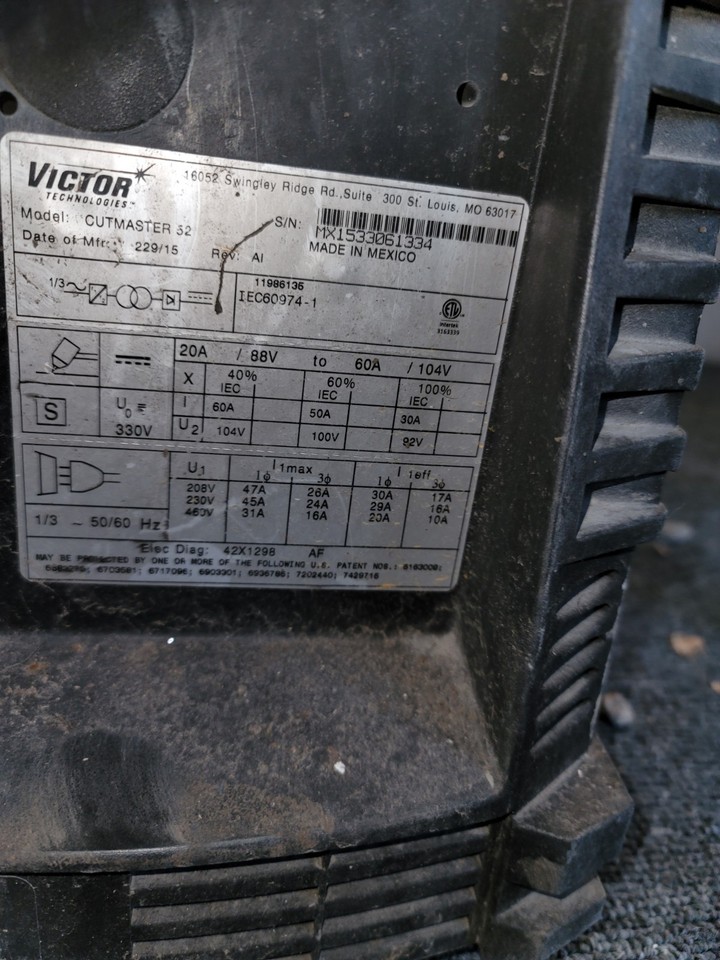 Victor Thermal Dynamics Cutmaster 52 Plasma Cutter (A1D026731) | eBay
