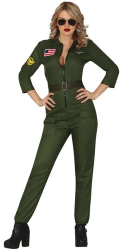 Womens Sexy Pilot Movie Aviator Costume Ladies 80s Army RAF Book Day ...