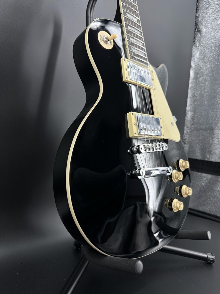 IN STOCK Electric guitar LP style black Chibson Chrome plated hardware ...