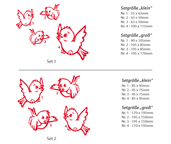 4 Spatzen Vögel - Fenster Aufkleber Sticker Wandtattoo selbstklebend ...