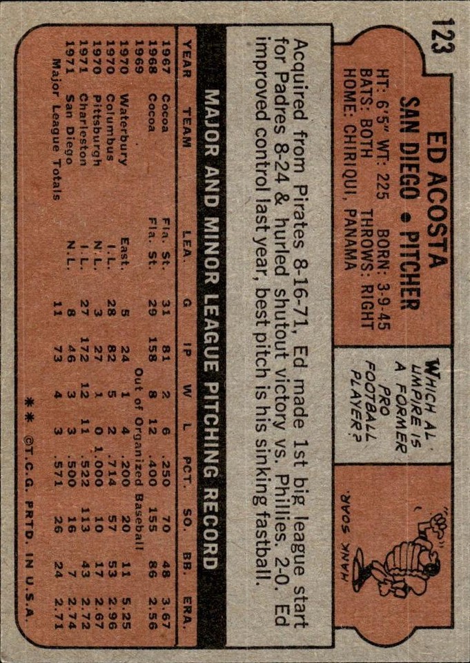 ED ACOSTA CARD #123 BUY ANY 2 ITEMS FOR 50% OFF B220R4S8P59 | eBay