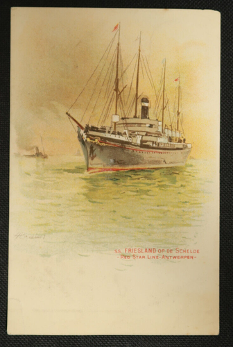 SS Friesland On The Schelde Red Star Line Antwerp Postcard Steamship ...